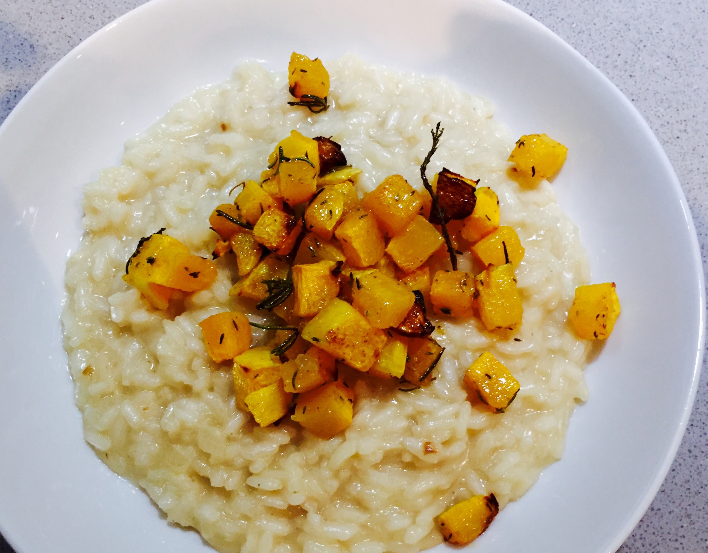 Risotto al Manchego mit Kürbiswürfel – Randen und Marillen